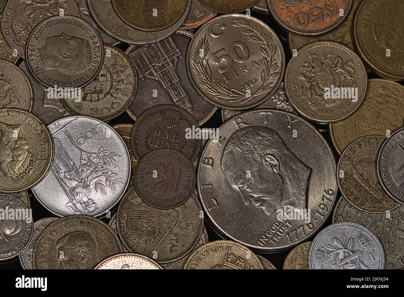 A top view of a stack of old coins - numismatics Stock Photo - Alamy