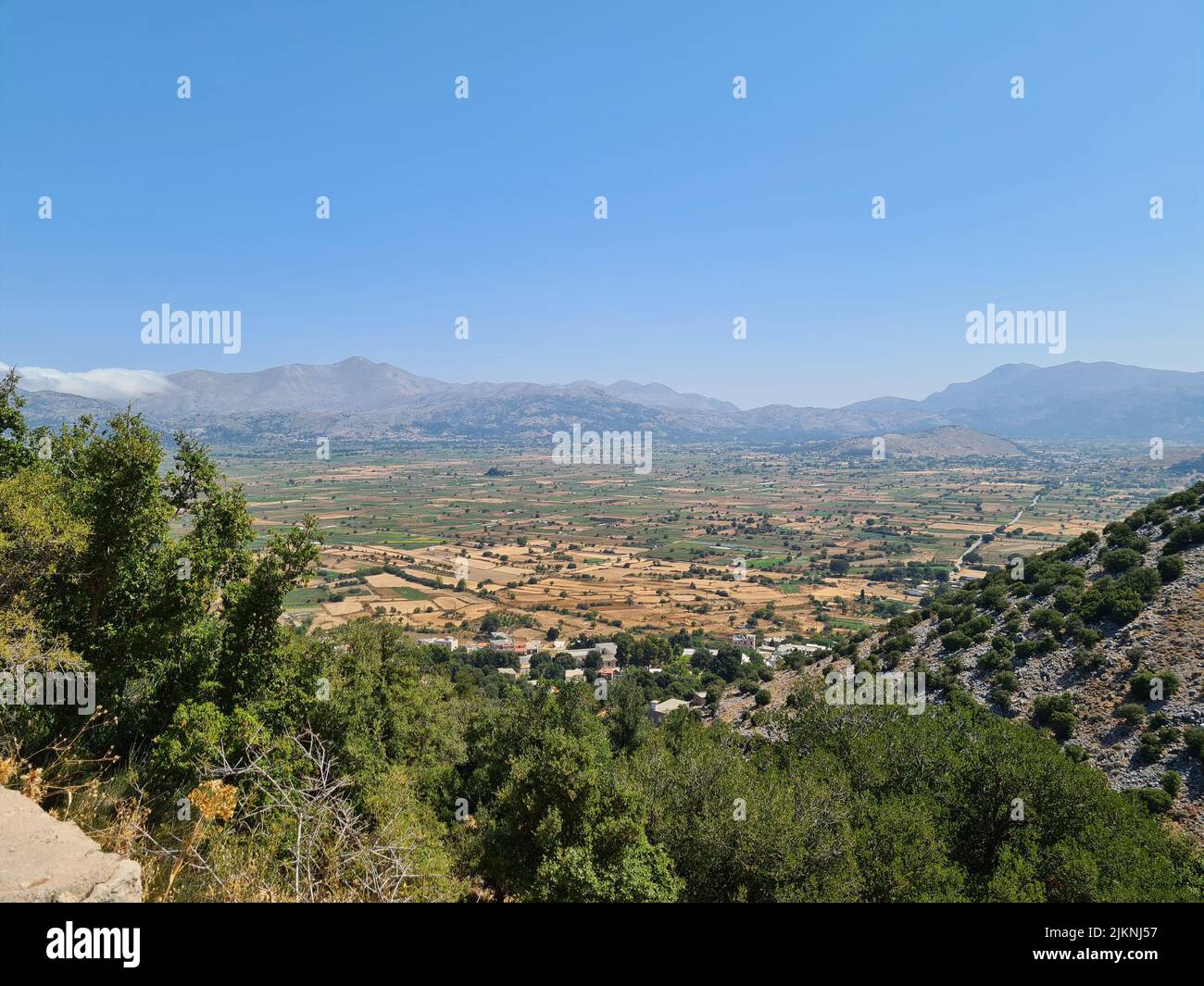 An aerial view of a countryside landscape on a sunny day Stock Photo ...