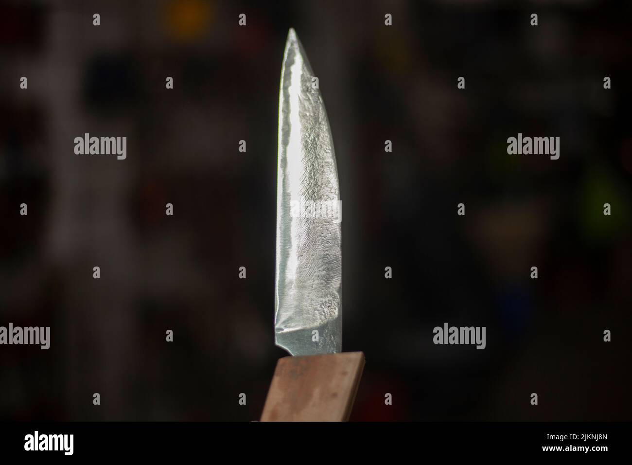 Knife blade. Homemade knife. Steel sheet. Kitchen appliance Stock Photo ...