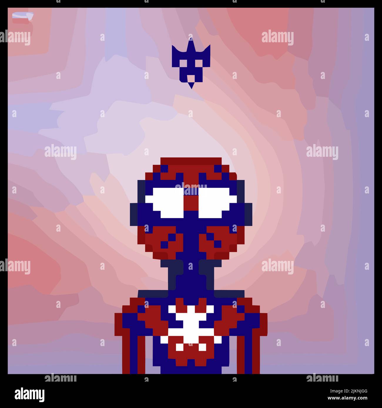 cartoon character in pixel vector art using a color filled background ...