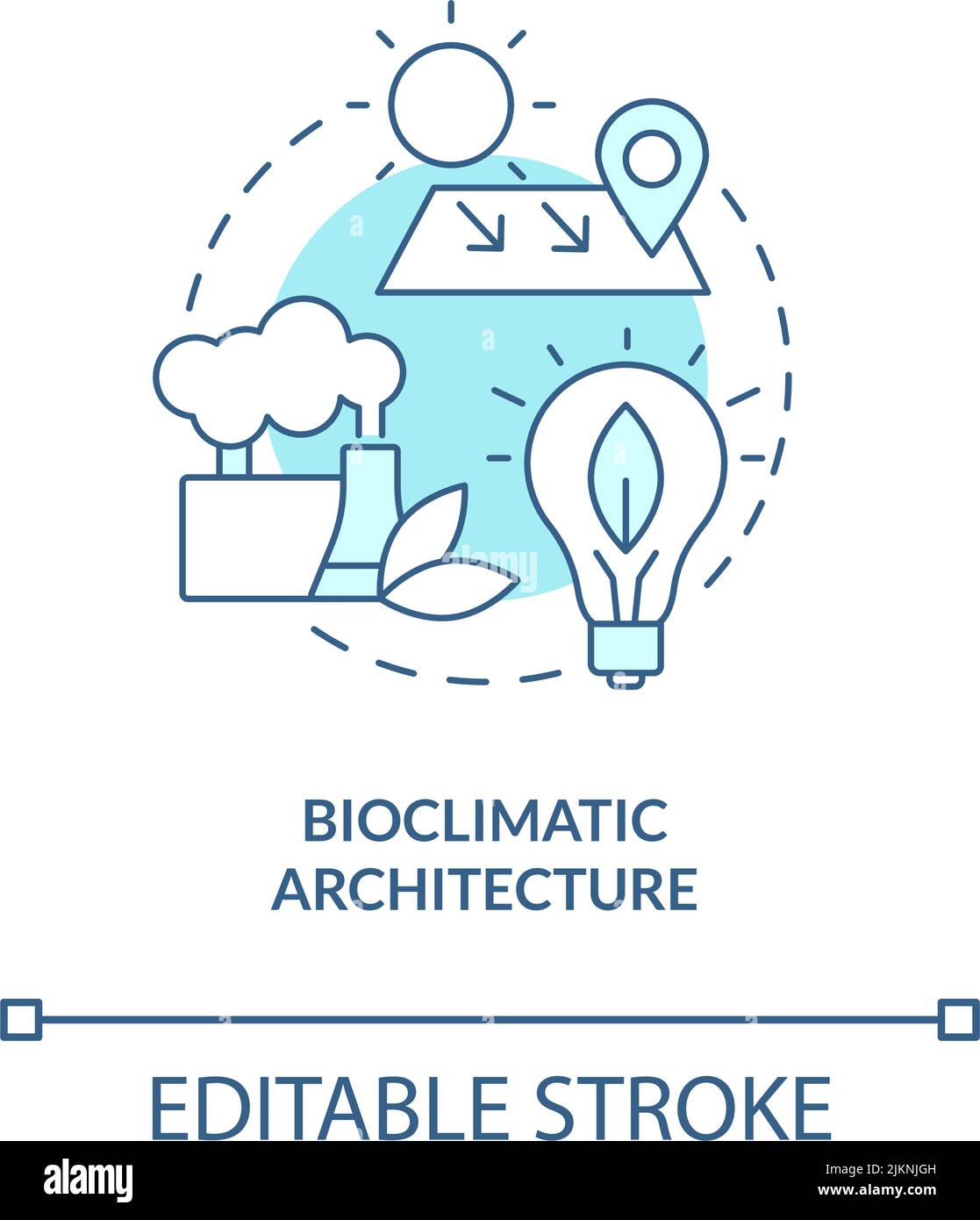 Bioclimatic architecture turquoise concept icon Stock Vector Image ...