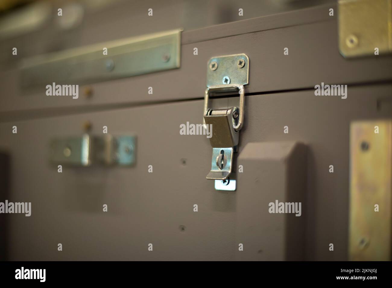 Military box. Box with steel cheek. Lock on lid. Warehouse details ...