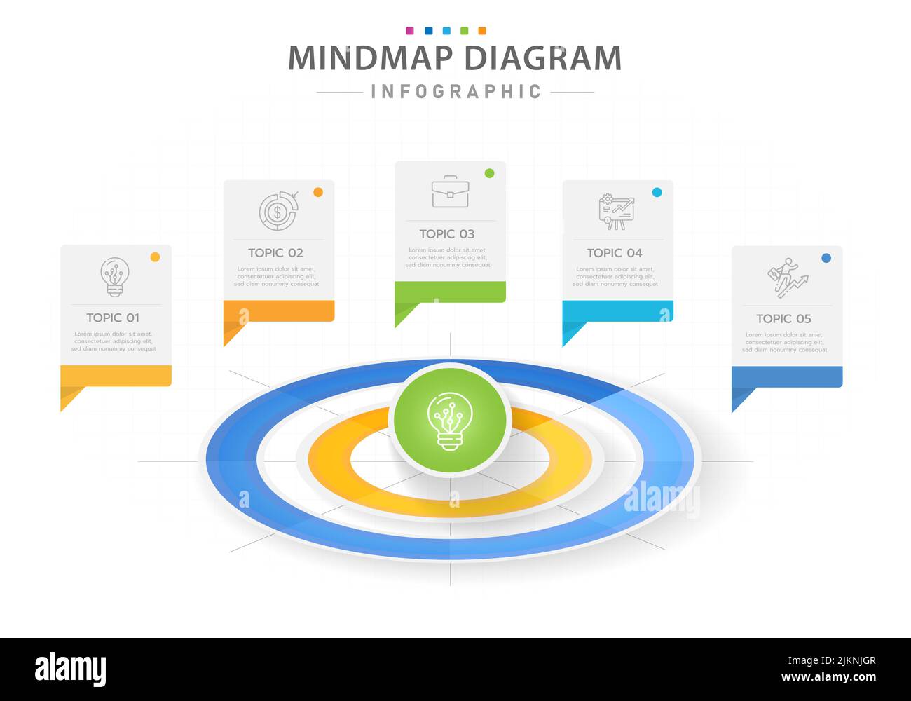 Infographic template for business. 5 Steps Modern Mindmap diagram with title topics ...