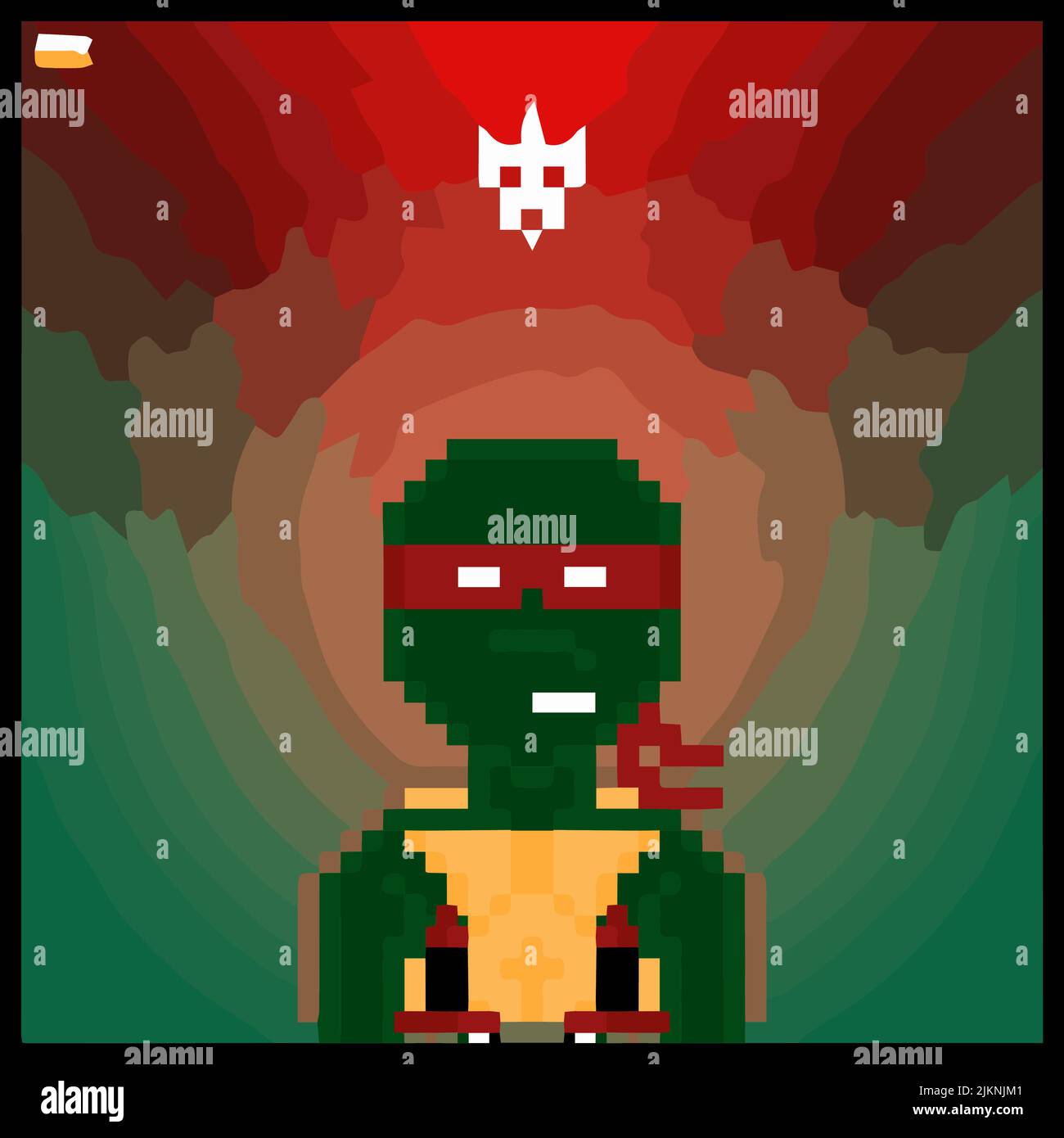 cartoon character in pixel vector art using a color filled background ...