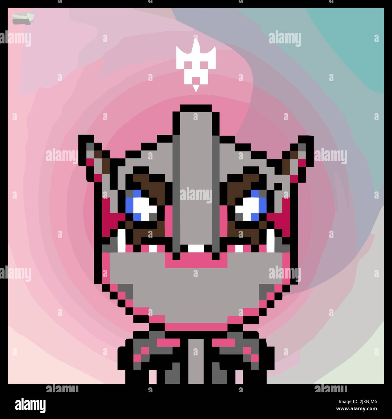 cartoon character in pixel vector art using a color filled background ...