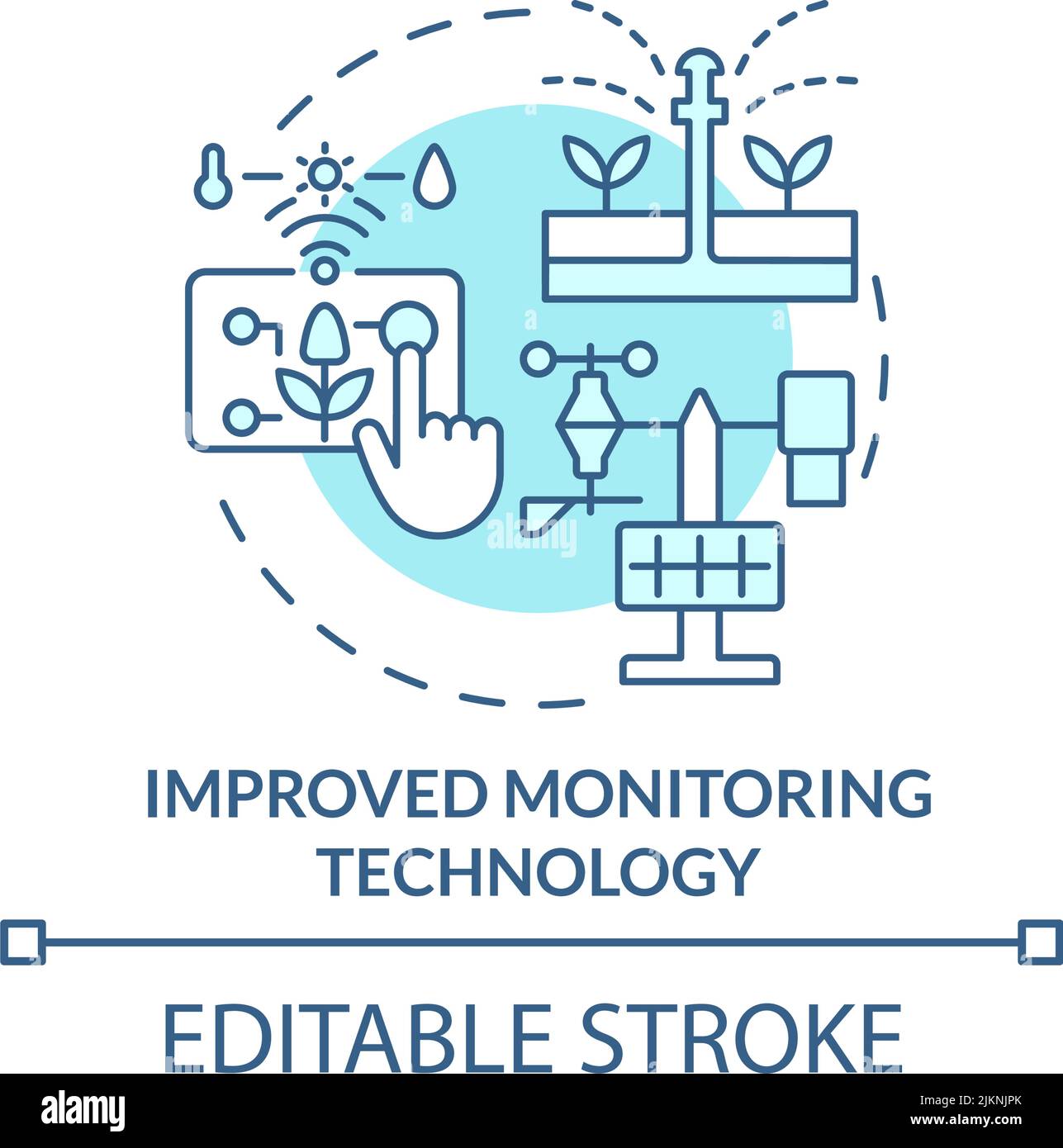 Improved monitoring technology turquoise concept icon Stock Vector ...