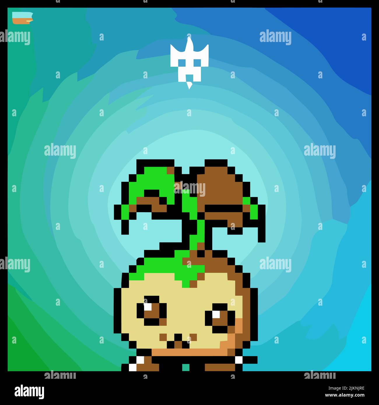 cartoon character in pixel vector art using a color filled background ...