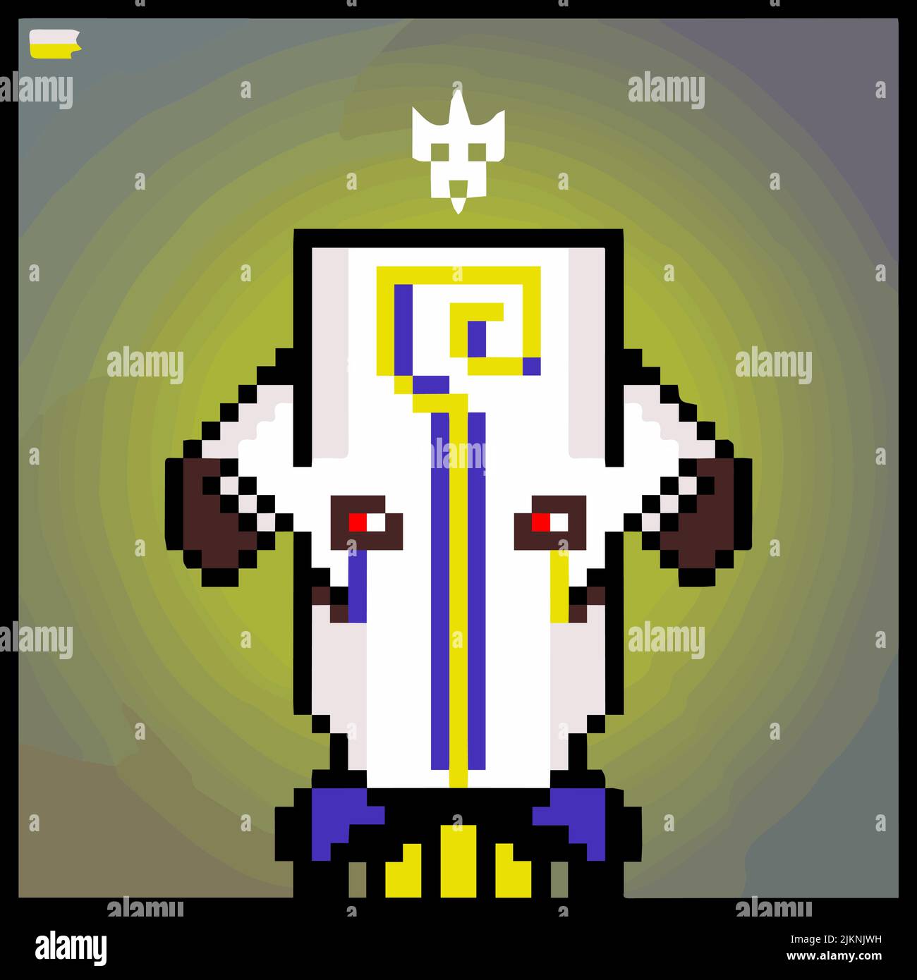 cartoon character in pixel vector art using a color filled background ...