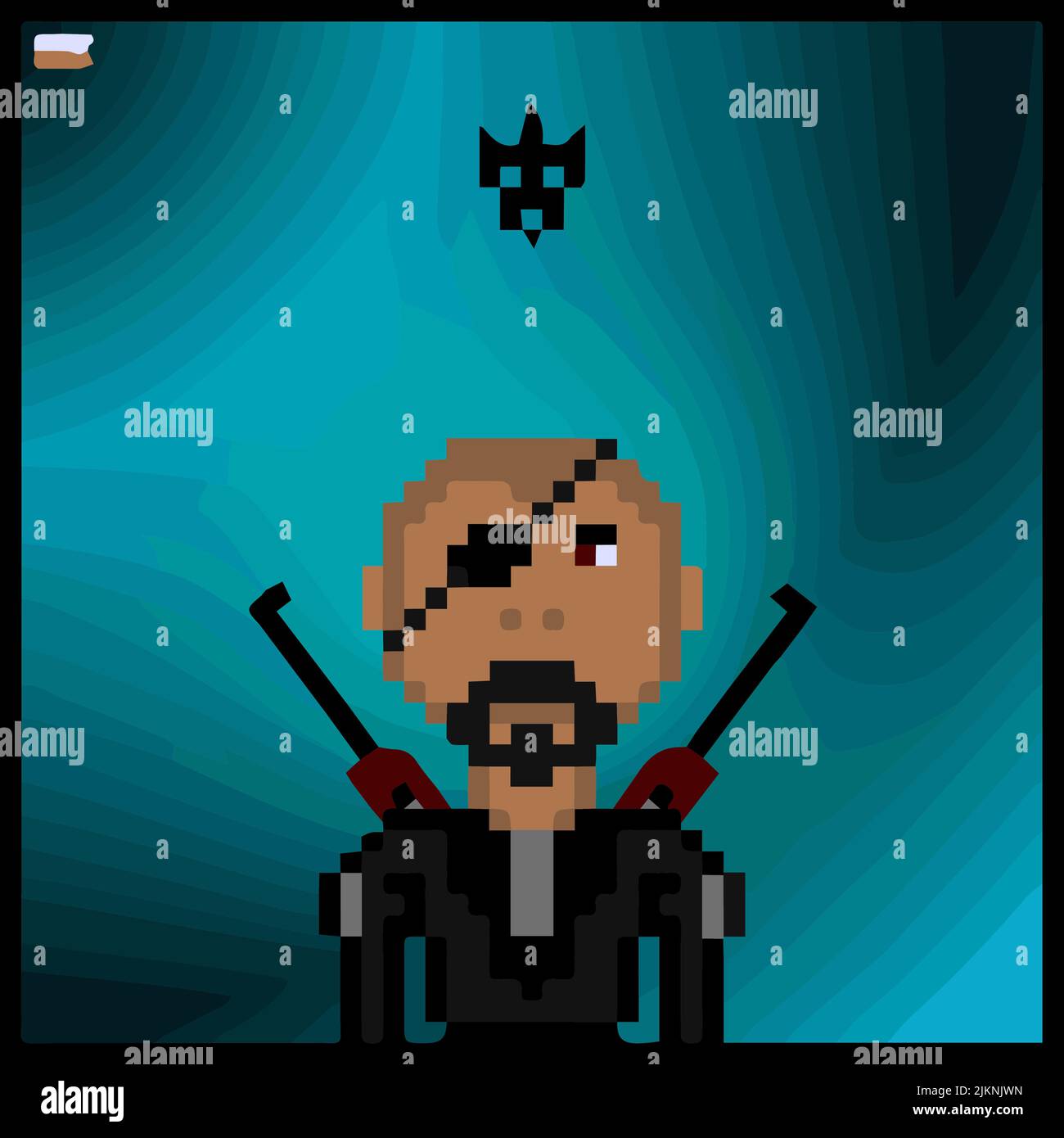 cartoon character in pixel vector art using a color filled background ...