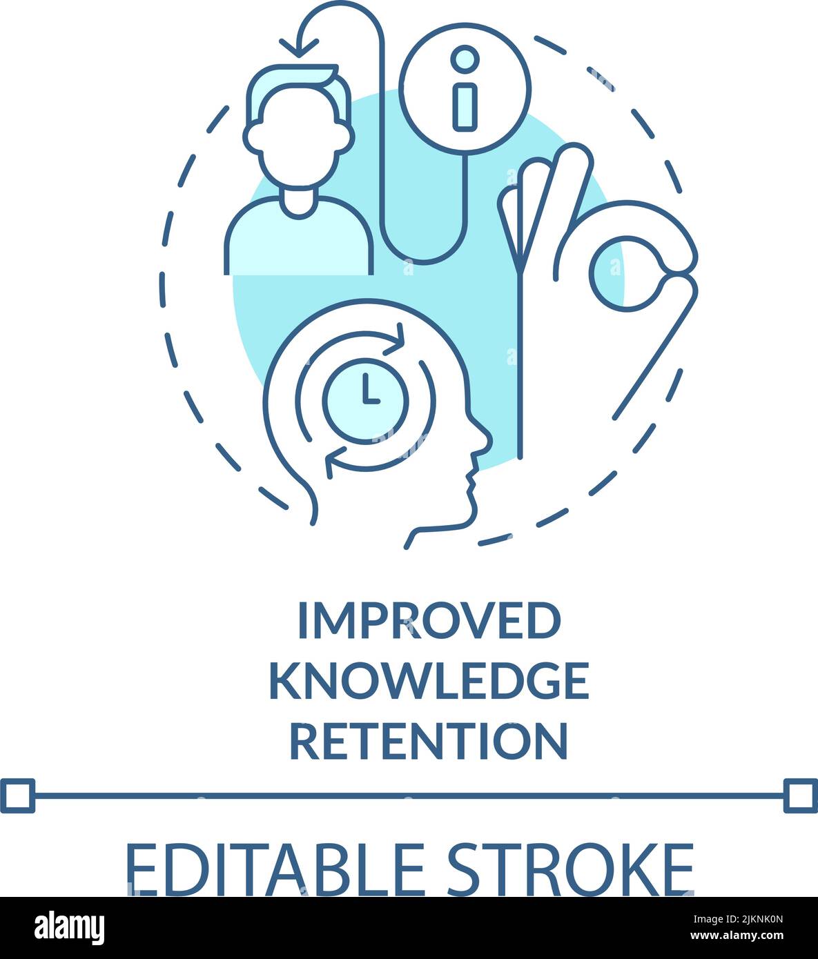 Improved knowledge retention turquoise concept icon Stock Vector Image ...