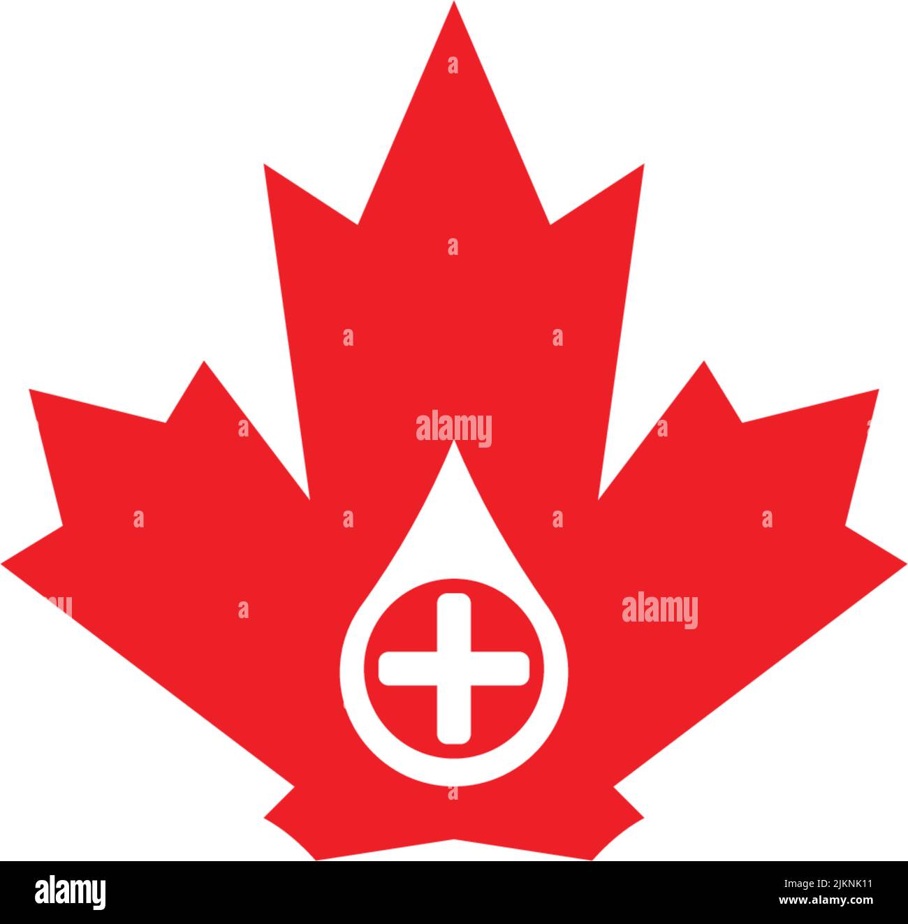 A red maple leaf with a cross icon isolated on a white background Stock ...