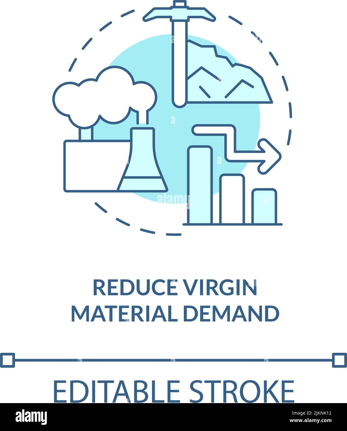 Reduce virgin material demand turquoise concept icon Stock Vector Image & Art - Alamy