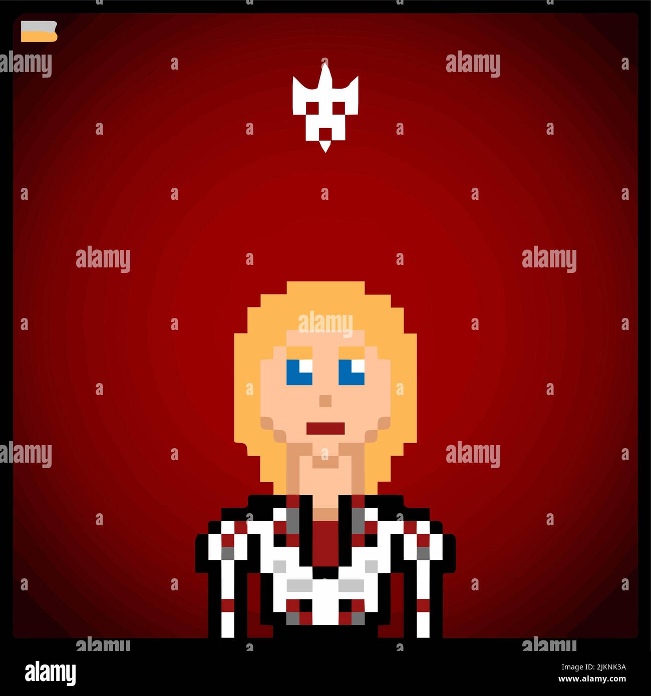 cartoon character in pixel vector art using a color filled background ...