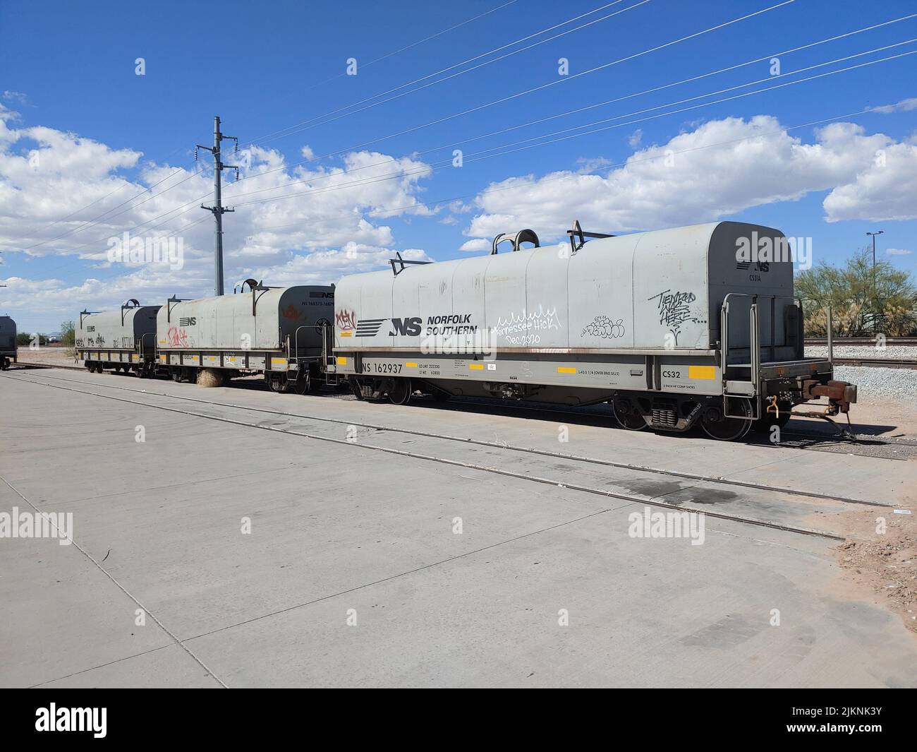 Three Norfolk Southern coil cars Stock Photo - Alamy