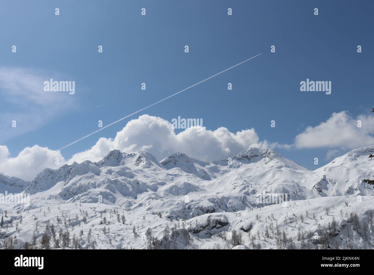 A beautiful shot of a mountainous landscape covered with snow Stock ...