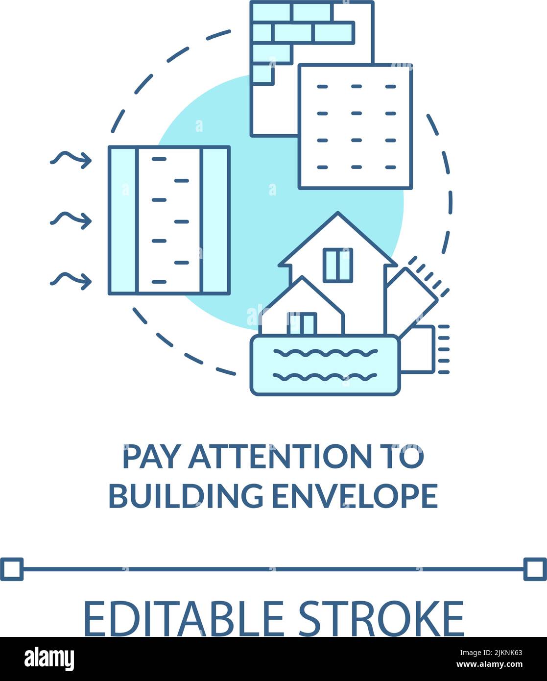 Pay attention to building envelope turquoise concept icon Stock Vector ...