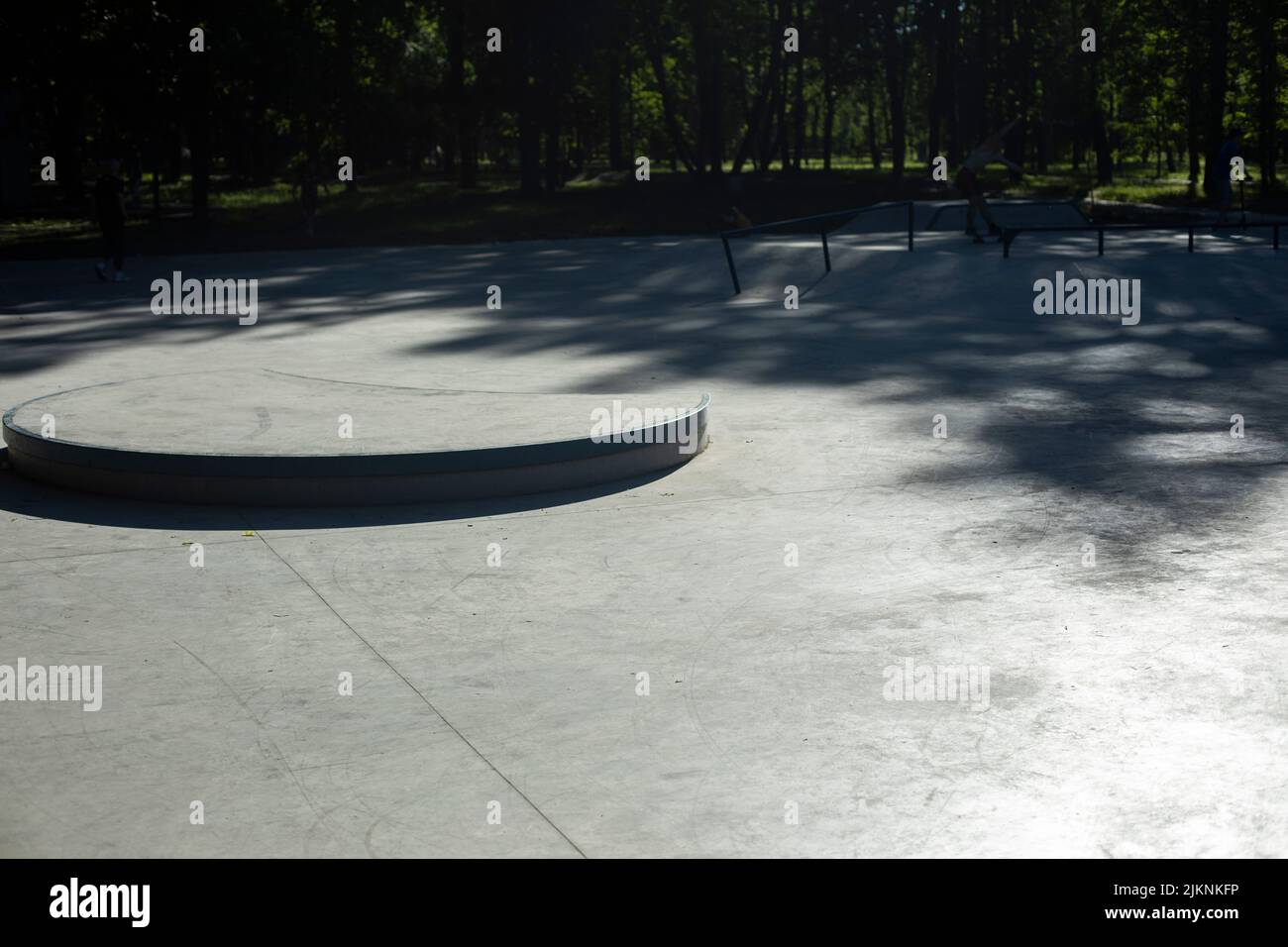 Boarding area. Skate park without people. Trick zone. Place for extreme ...