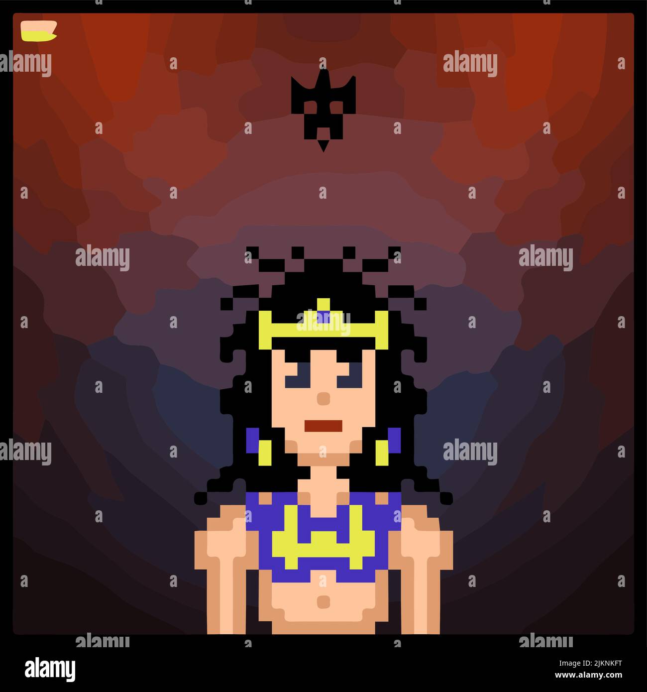 cartoon character in pixel vector art using a color filled background ...