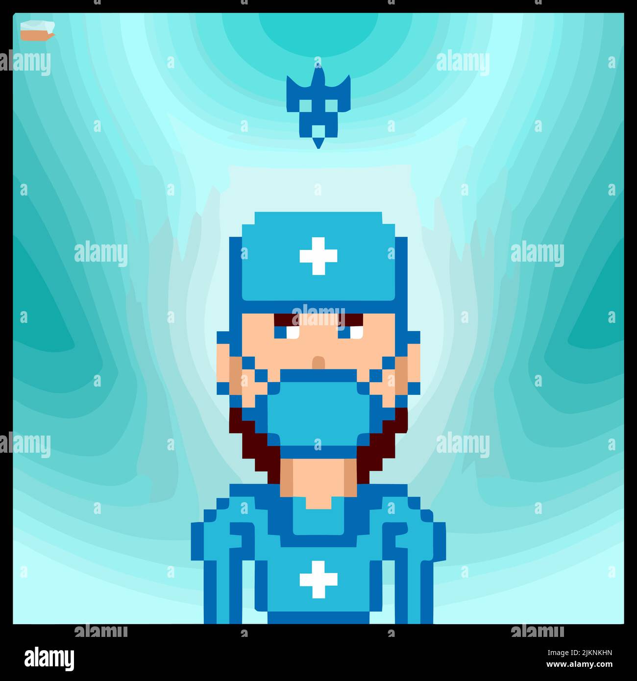 cartoon character in pixel vector art using a color filled background ...