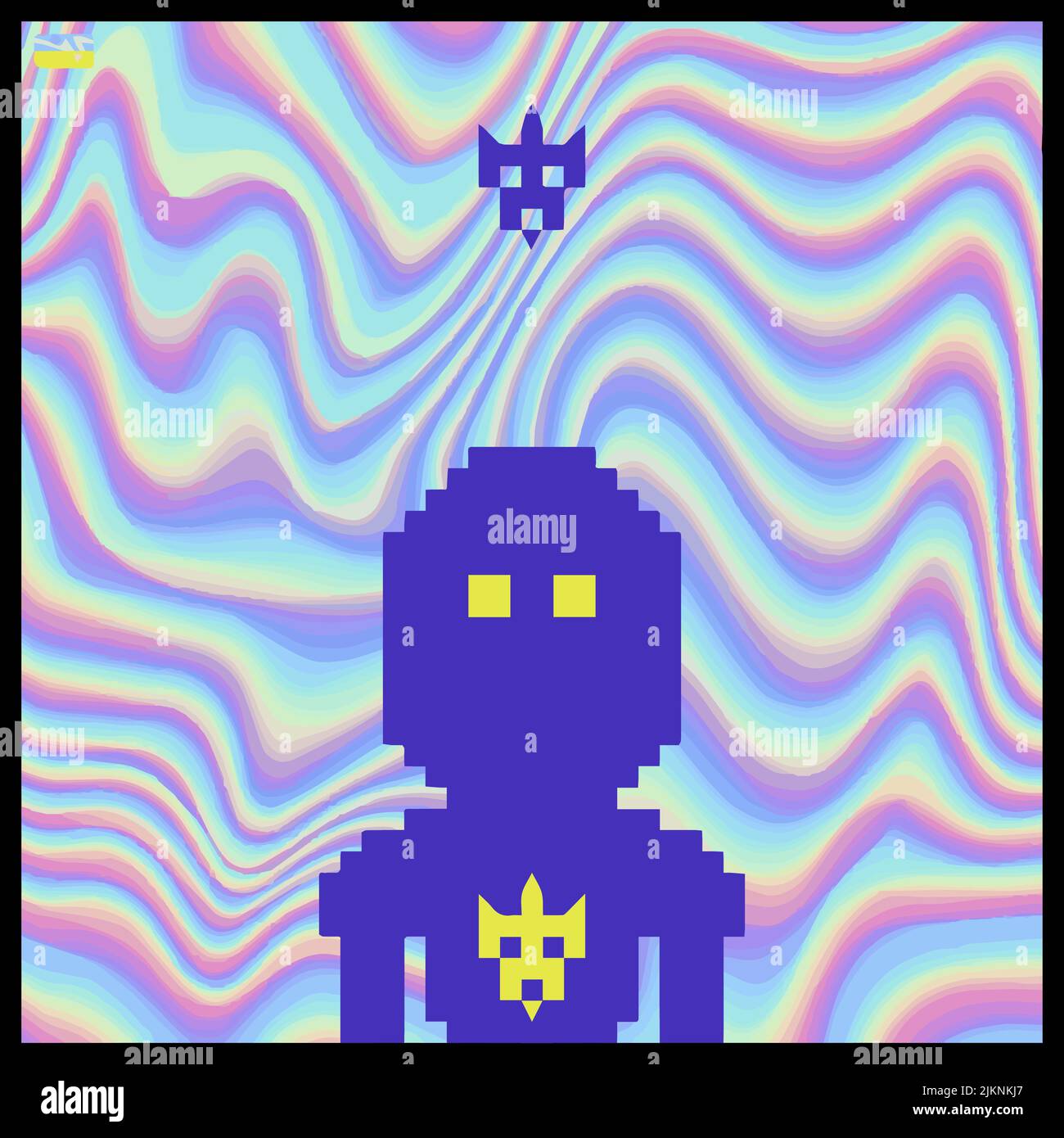 cartoon character in pixel vector art using a color filled background ...