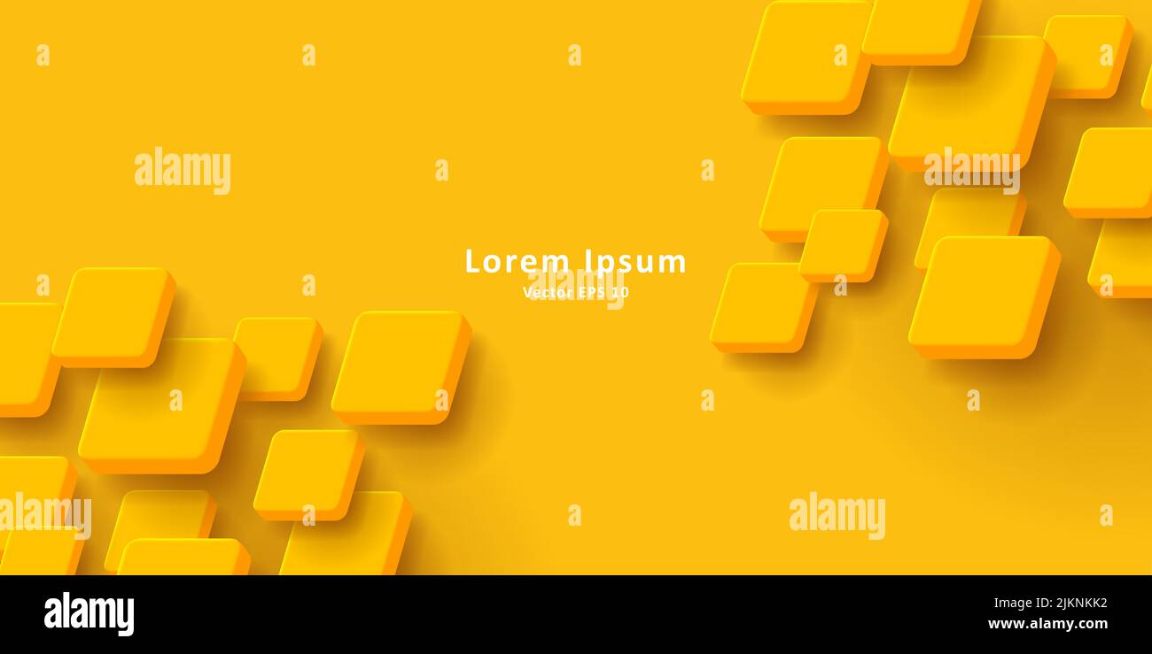 yellow abstract background with cubes overlay, diagonal edges ...