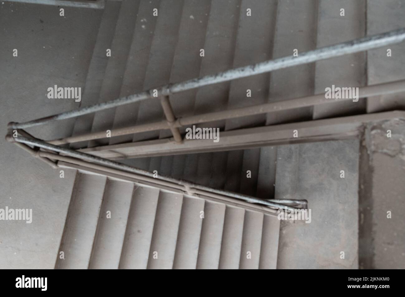 The staircase with metal handrails inside the building Stock Photo - Alamy