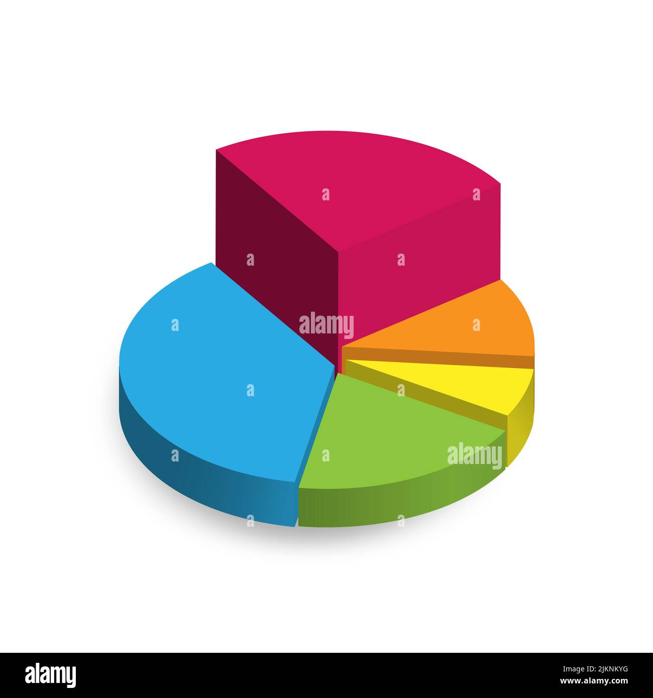 3d pie chart graph is divided into parts. Realistic geometric ...