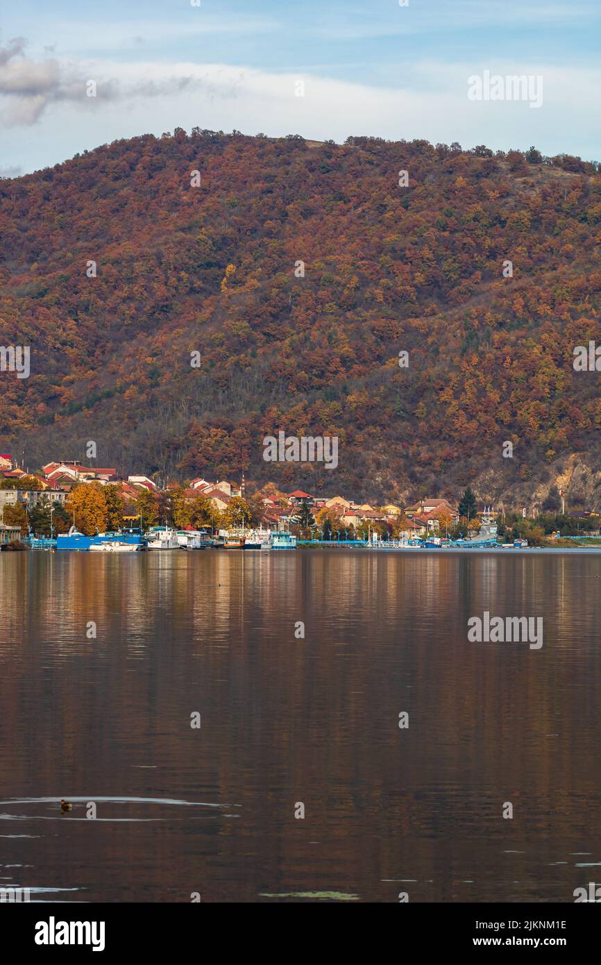 View of Danube river and Orsova city, waterfront view. Orsova, Romania ...