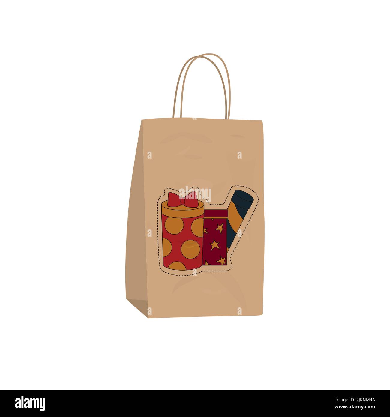 Paper Christmas craft package. Design vector illustration, white ...