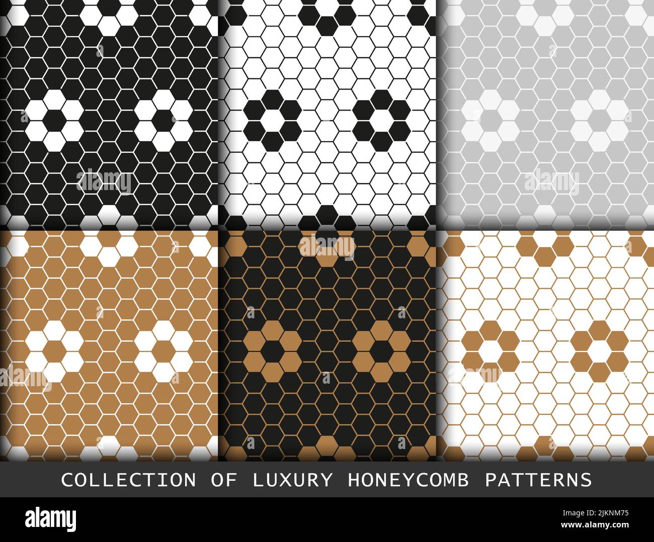 Honeycombs set of geometric patterns. Abstract hexagons geometric ...