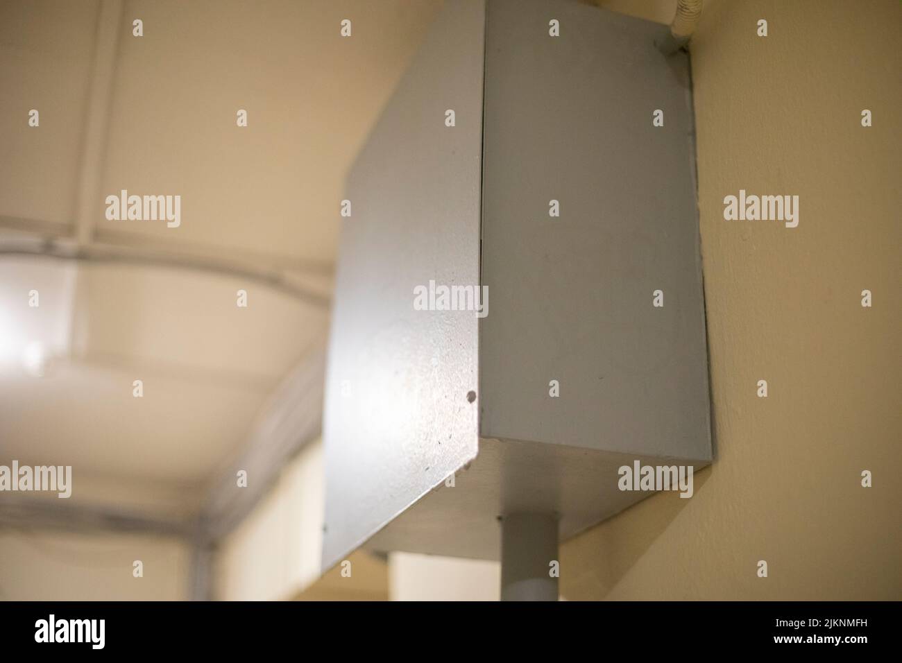 Electric box in building. Sowing box for wires. Interior details ...