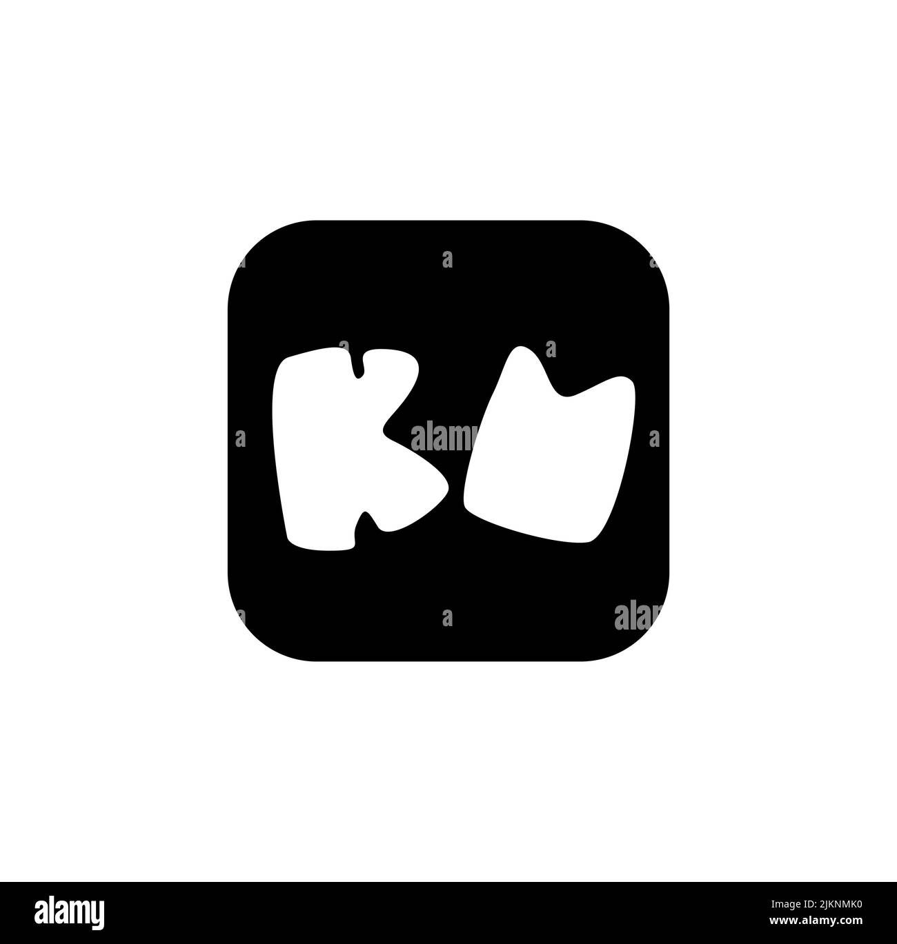 A vector of K and M letters in square isolated in white background ...