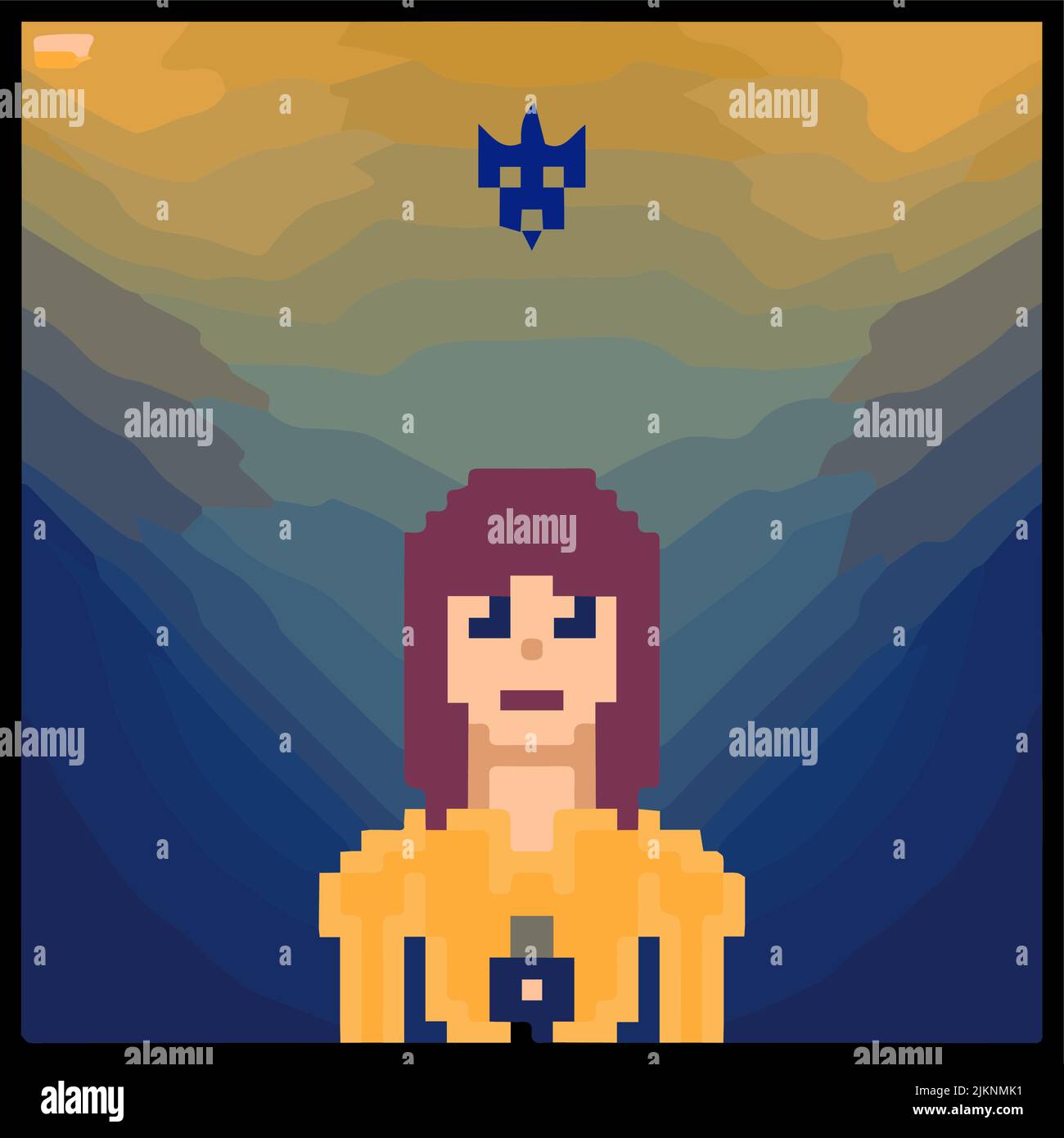 cartoon character in pixel vector art using a color filled background ...