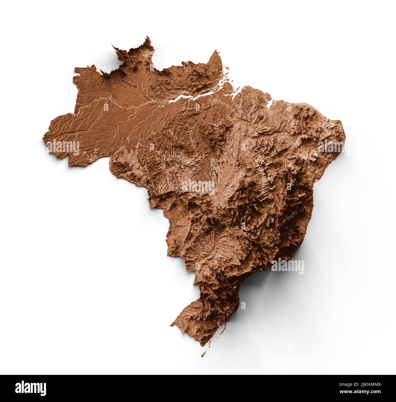 Brazil Topographic Map 3d realistic Brazil map Color texture and Rivers ...