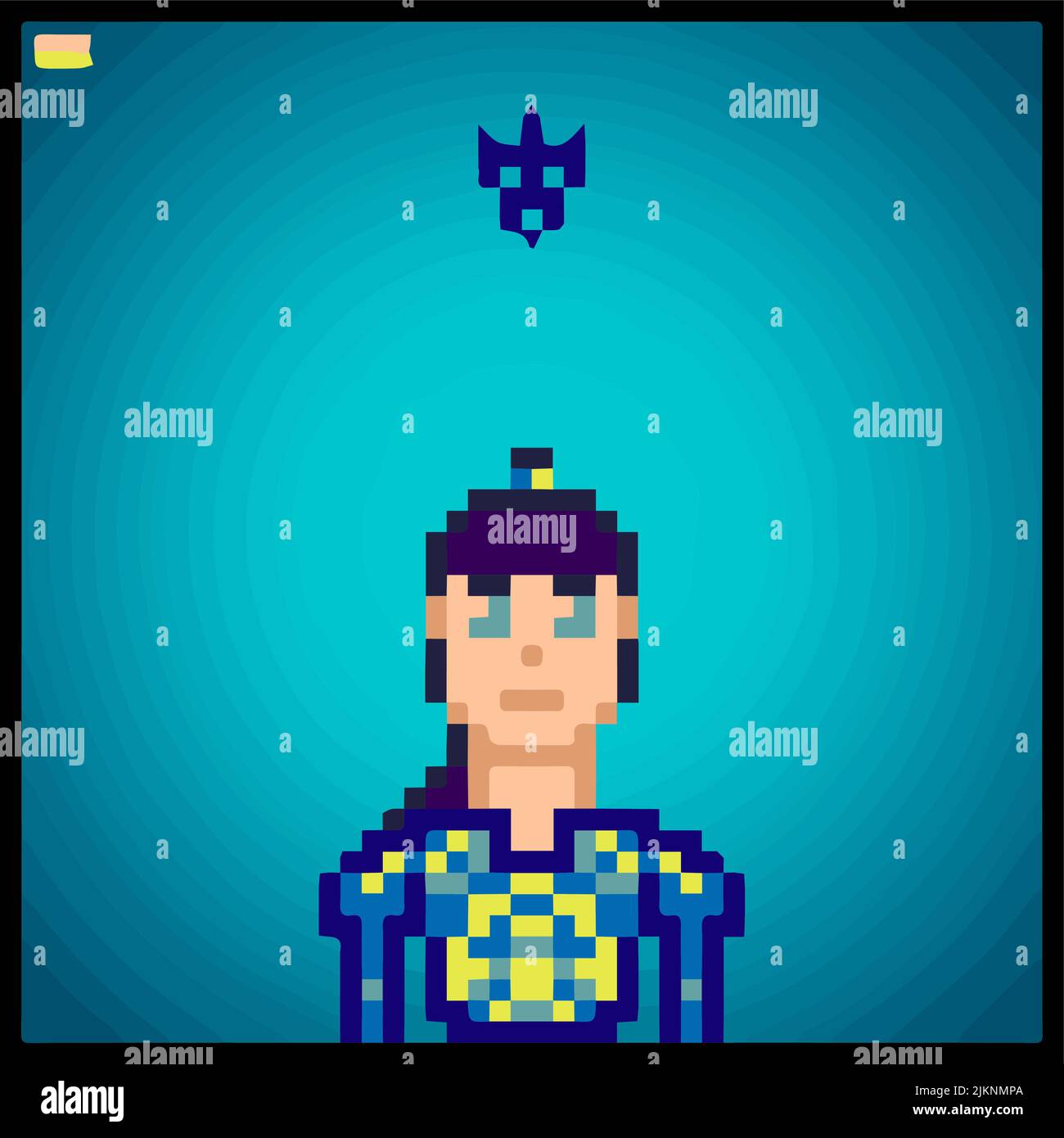 cartoon character in pixel vector art using a color filled background ...