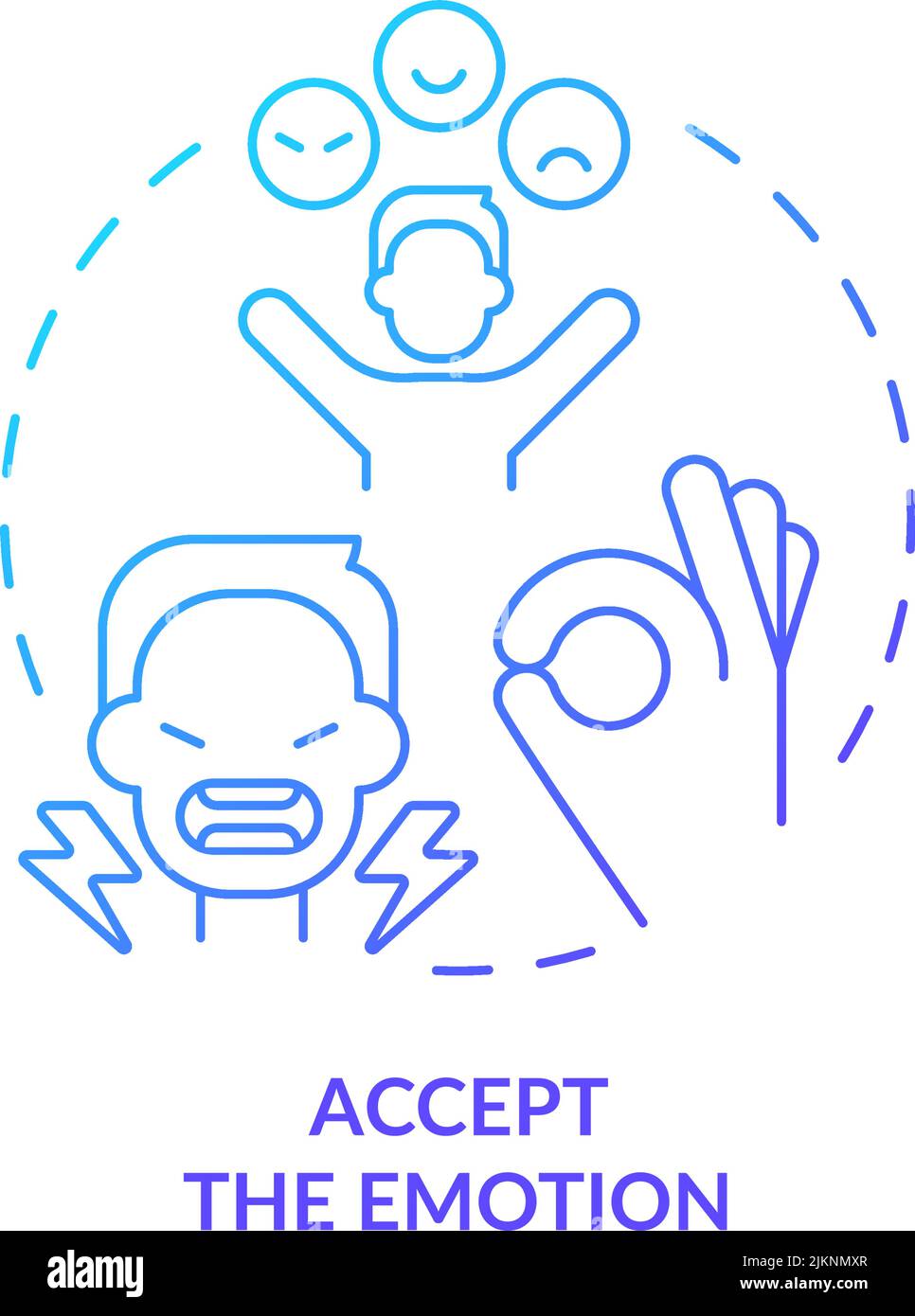 Accept emotion blue gradient concept icon Stock Vector Image & Art - Alamy