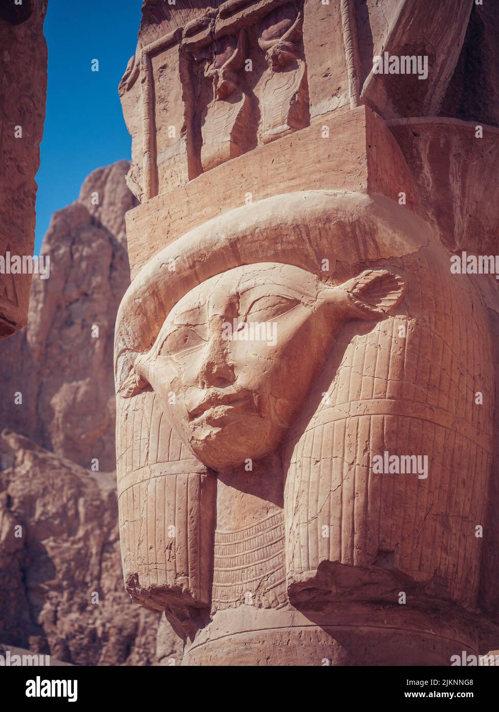 A closeup shot of the statue of the Queen Hatshepsut in Egypt Stock ...