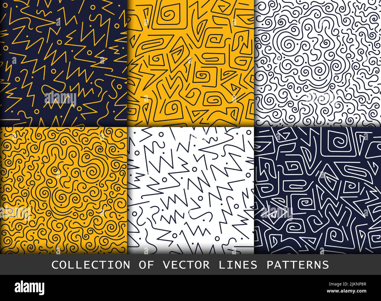 Collection of swatches memphis lines patterns - seamless Stock Vector ...