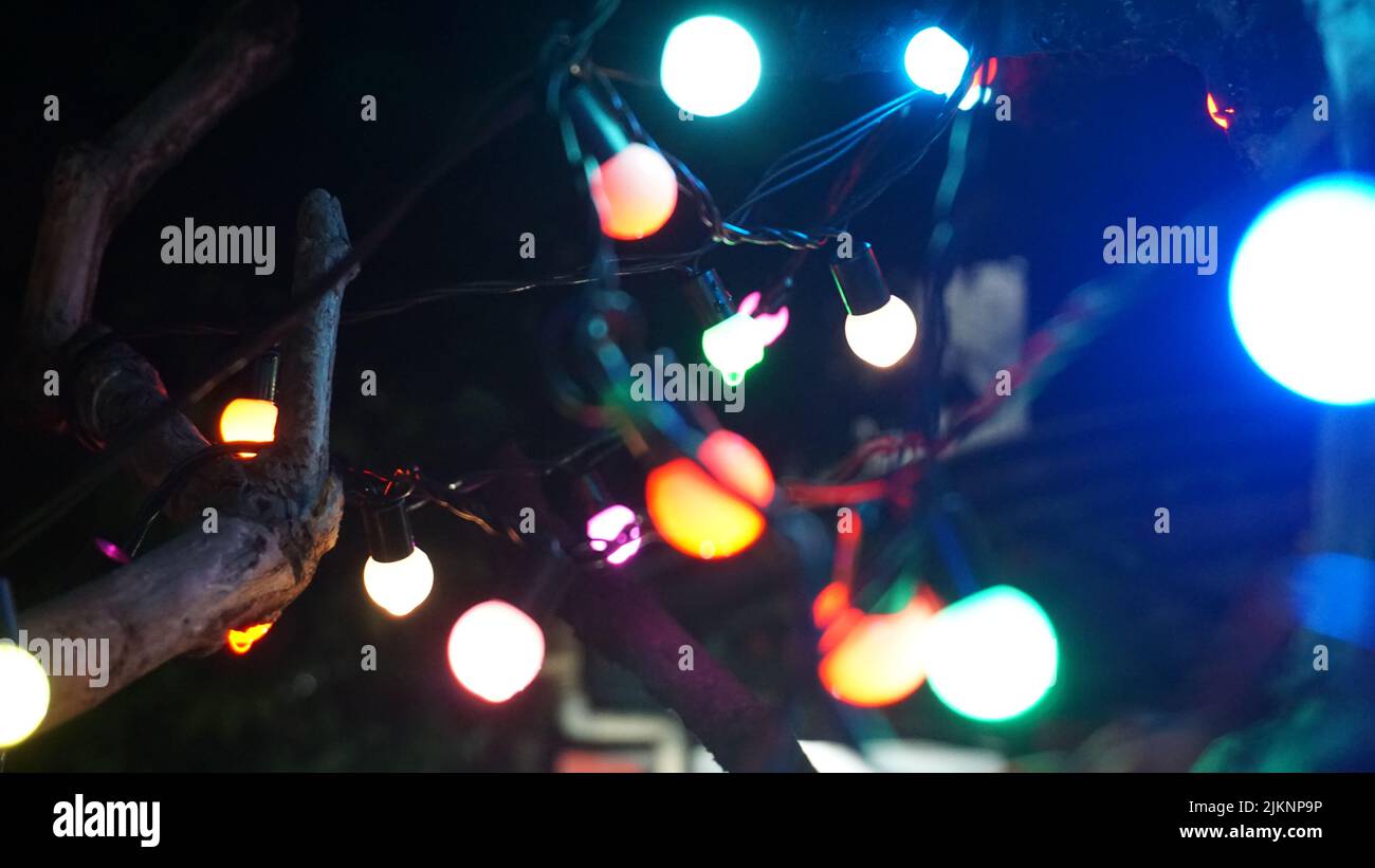 Blue string lights hi-res stock photography and images - Alamy