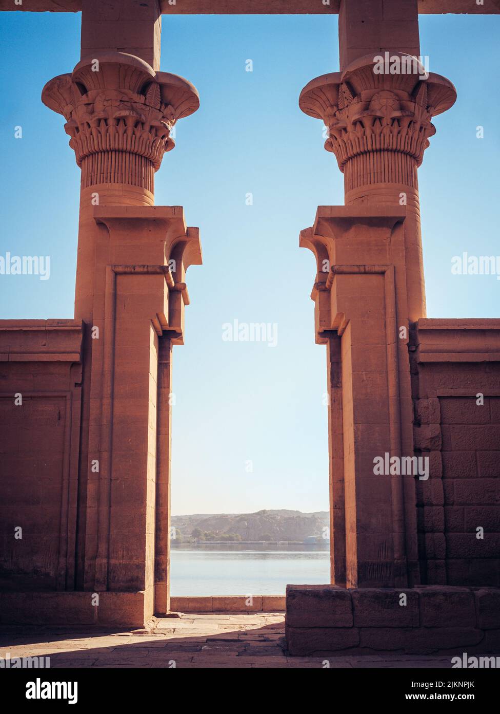 An ancient Egyptian temple with two columns in Aswan Stock Photo - Alamy