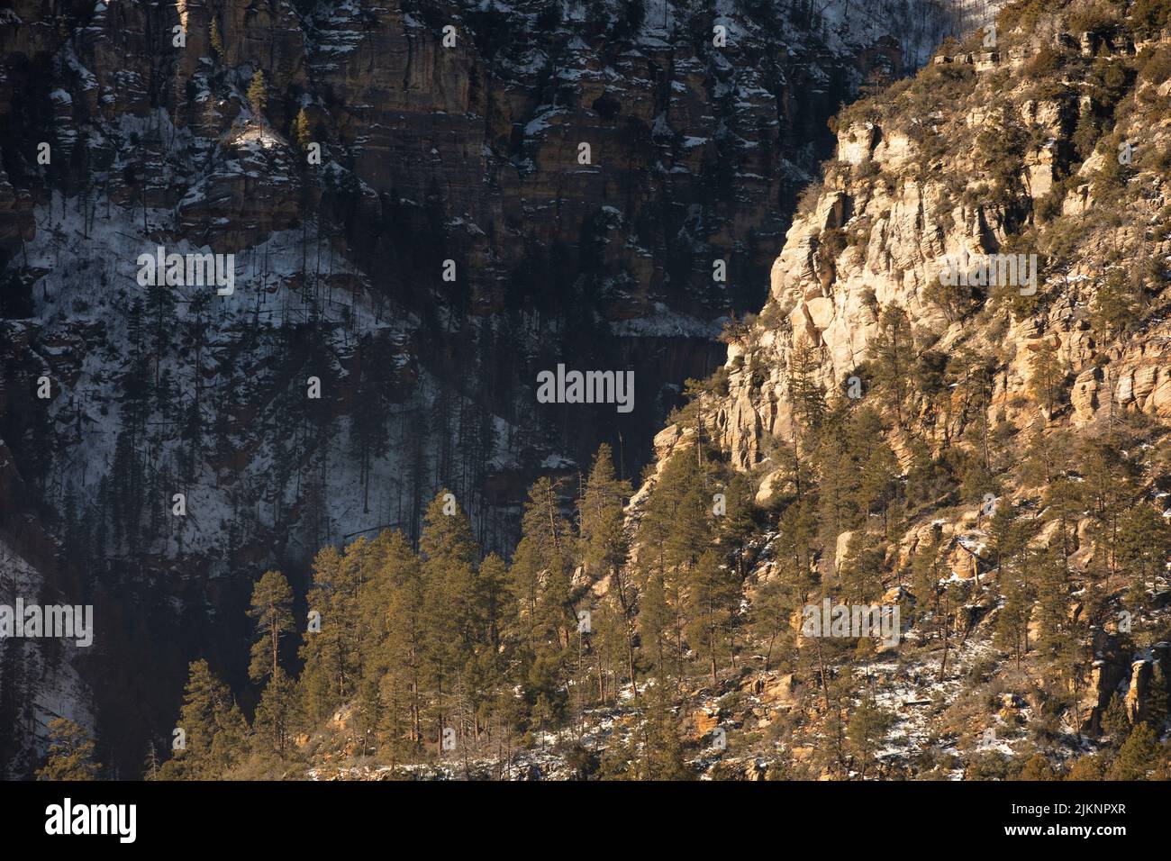 Winter morning view of Oak Creek Canyon in Flagstaff, Arizona, USA ...