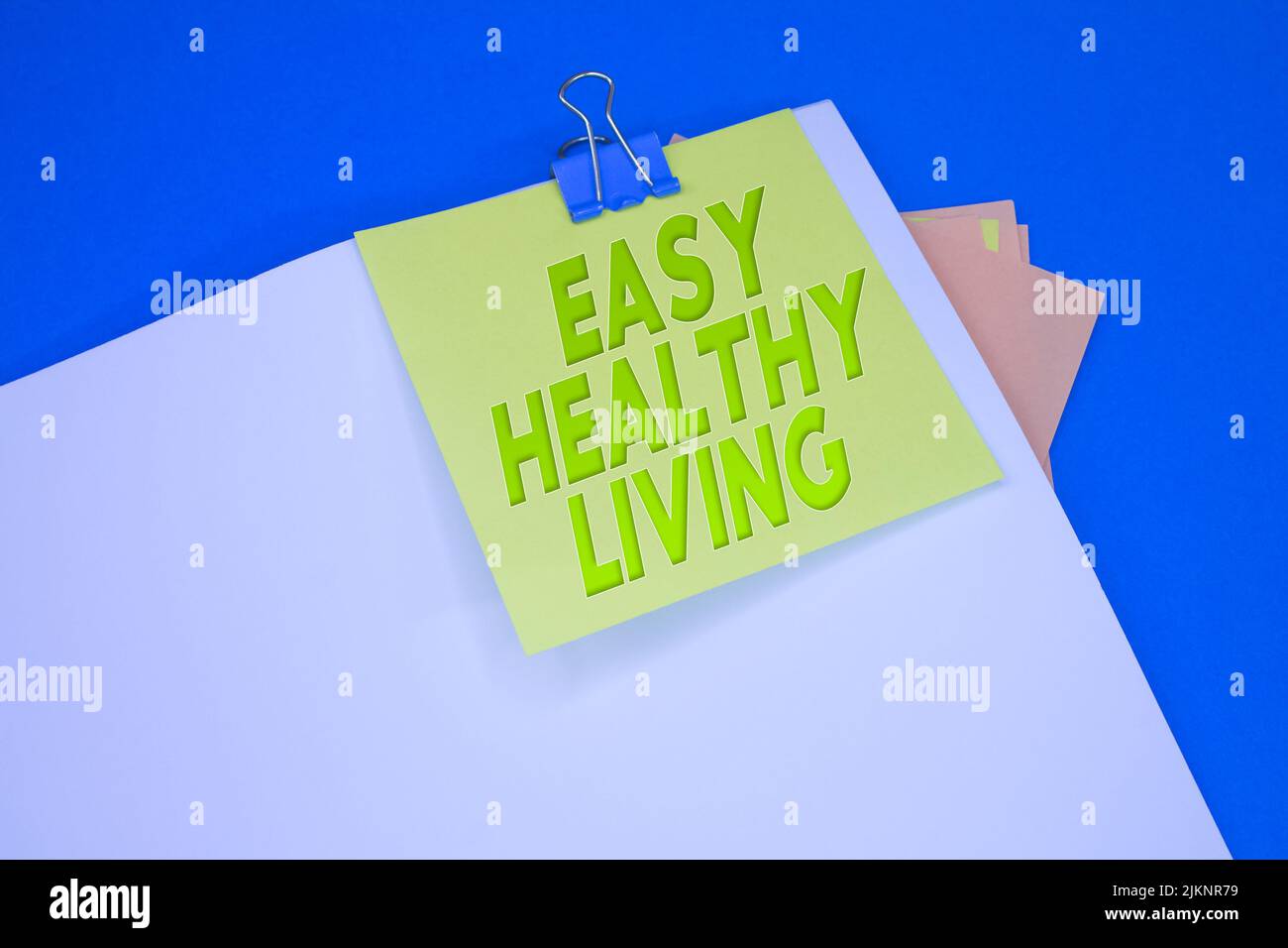 Easy Healthy Living. Text on adhesive note paper. Event, celebration ...