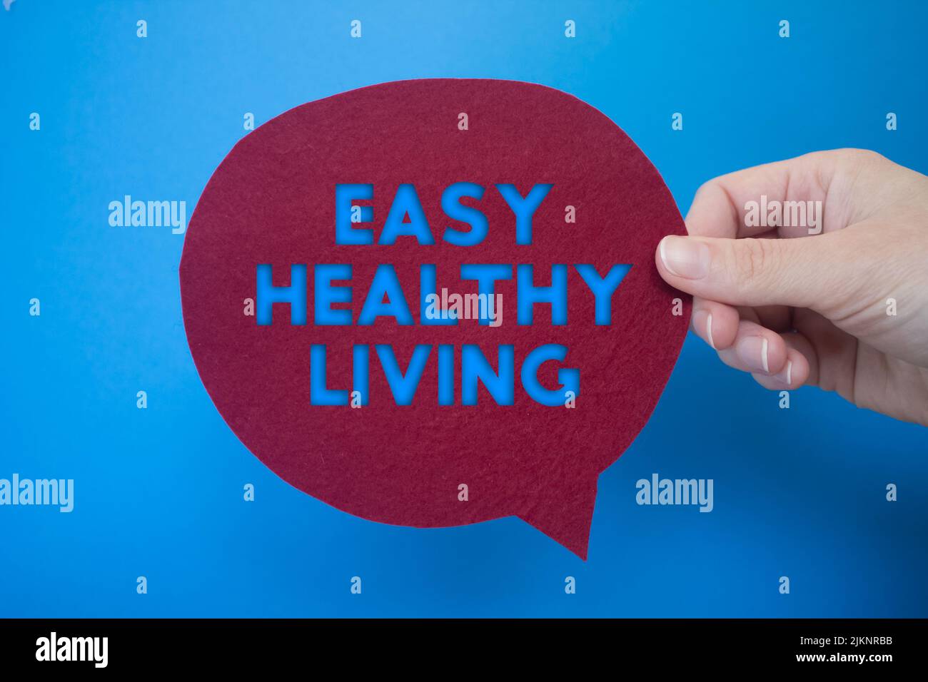 Speech bubble in front of colored background with Easy Healthy Living ...