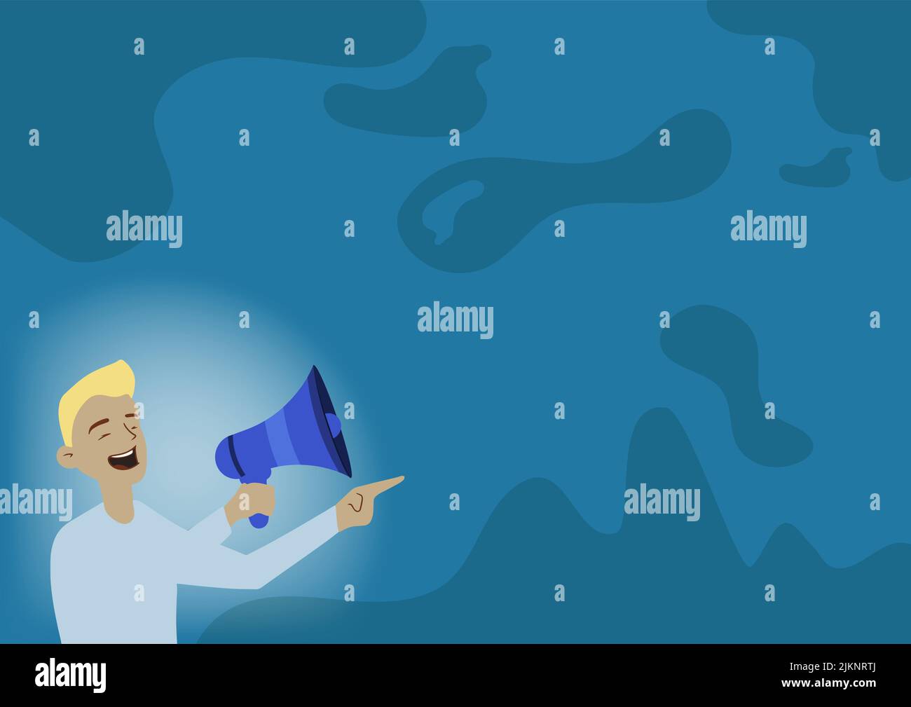 An illustration of a male holding a megaphone - announcement background ...