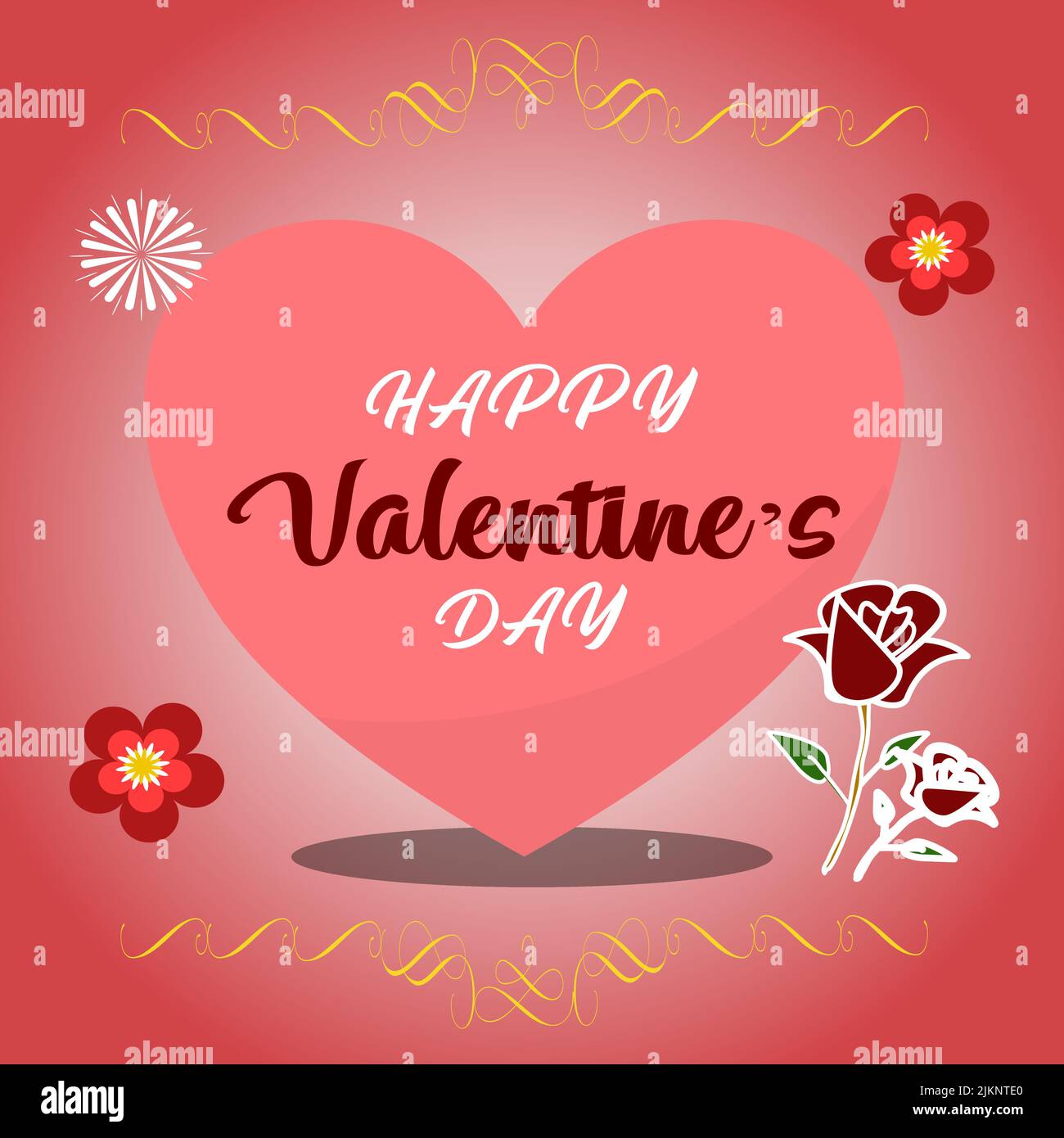 A graphic Valentine's Day card with a red heart and flowers Stock ...