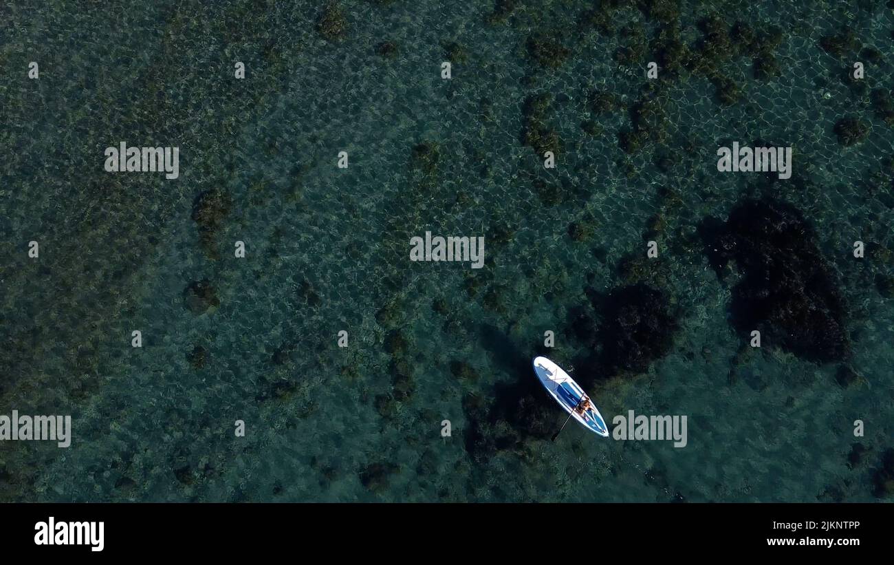 A top view shot of a boat in a sea Stock Photo - Alamy