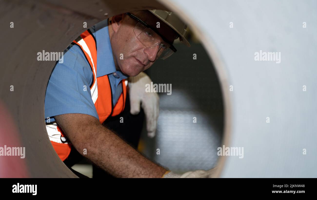 American Heavy industry Foreman factorial worker check stock of metal ...