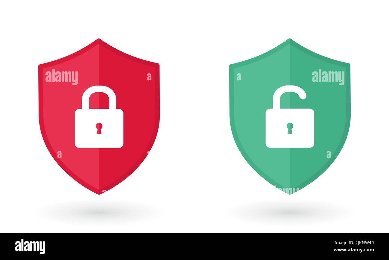 Padlock icon flat, locked and unlocked, flat design vector illustration ...