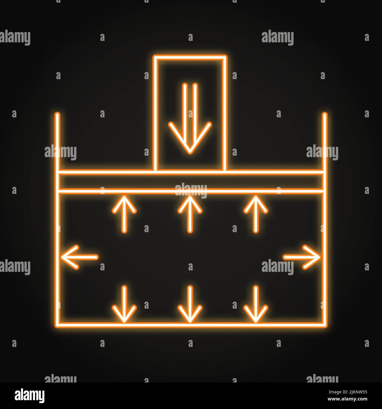 Pressure force neon icon in line style. Law of physics symbol. Pressure ...