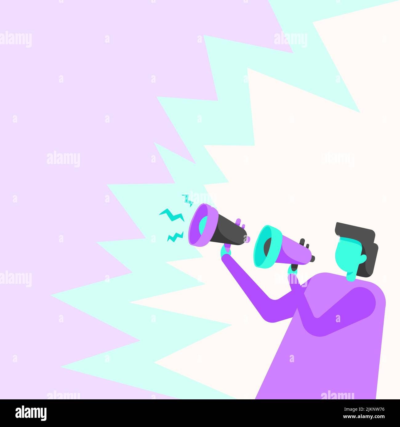 An illustration of a male holding megaphones - announcement background ...